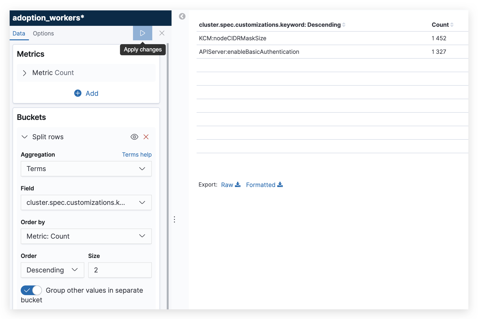 Other Bucket Not Working For Array Value Fields · Issue 48089 · Elastickibana · Github