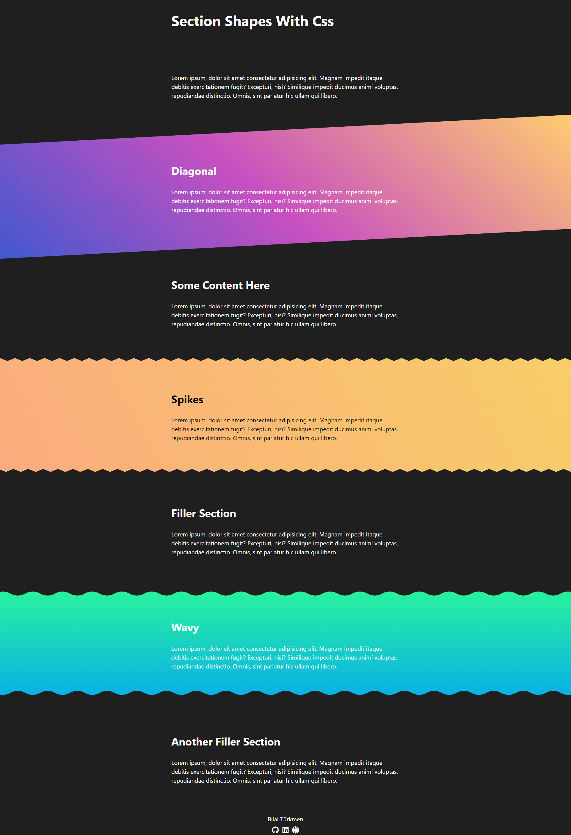 GitHub - bilalturkmen/shapes-with-css: separating web sections with css shapes