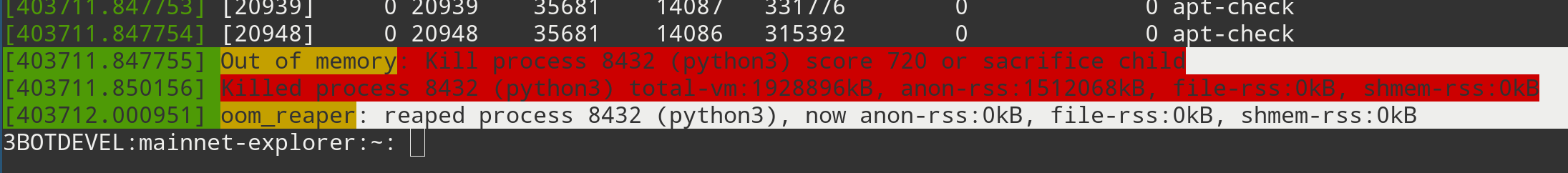3Bot server killed by OOM [development_memoryleak] · Issue #400 · threefoldtecharchive ...