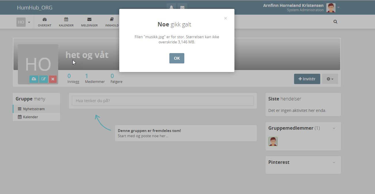 Upload space picture dose not use file size setting in HumHub · Issue #3148 · humhub/humhub · GitHub