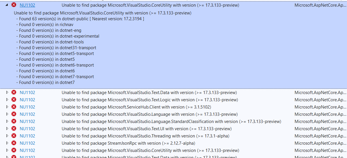 Unable to use latest Microsoft.CodeAnalysis.* 4.3.x packages · Issue ... Unable to use latest Microsoft.CodeAnalysis.* 4.3.x packages · Issue ...