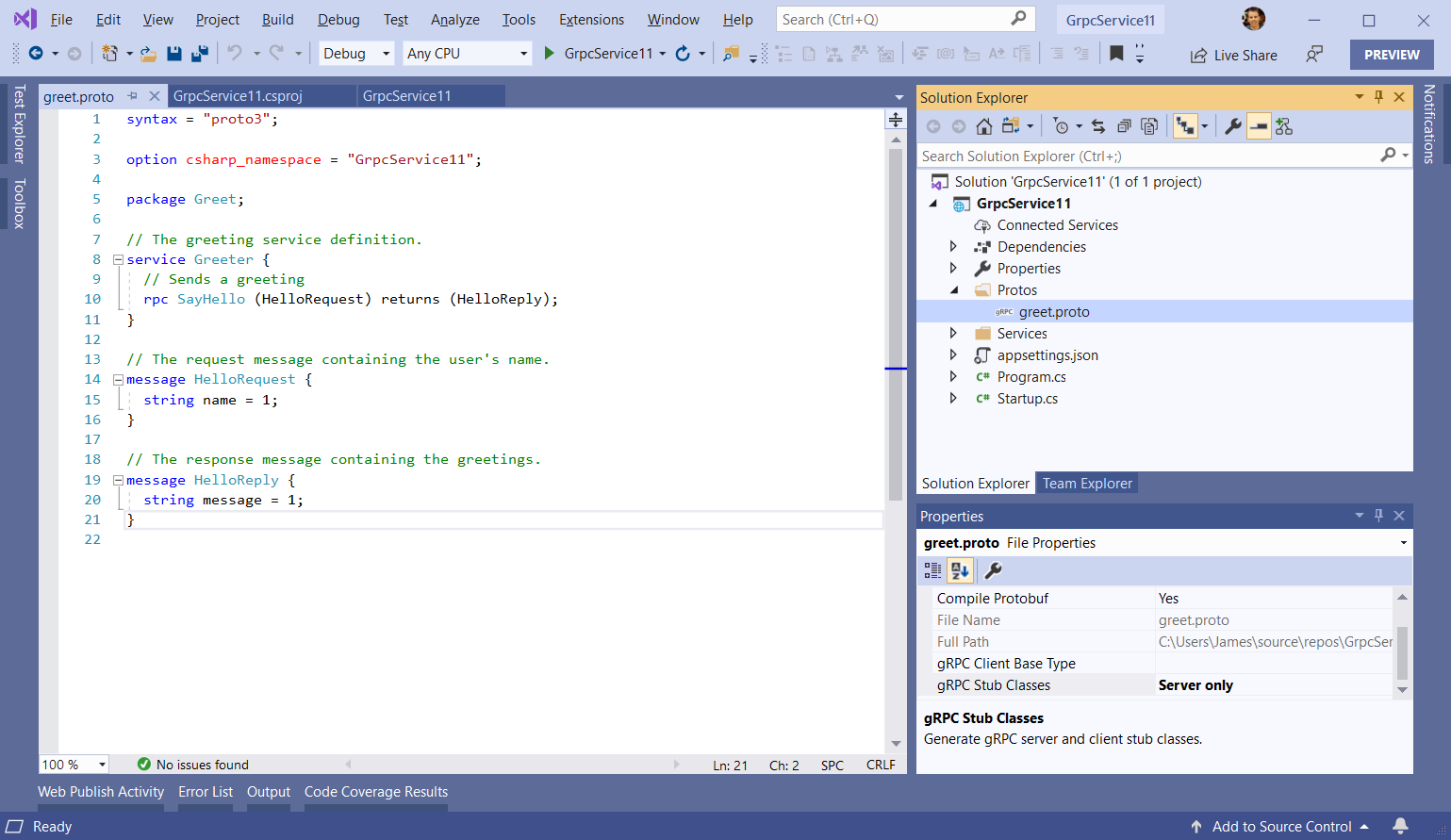 Visual Studio error when changing proto properties in gRPC template · Issue #14838 · dotnet ...