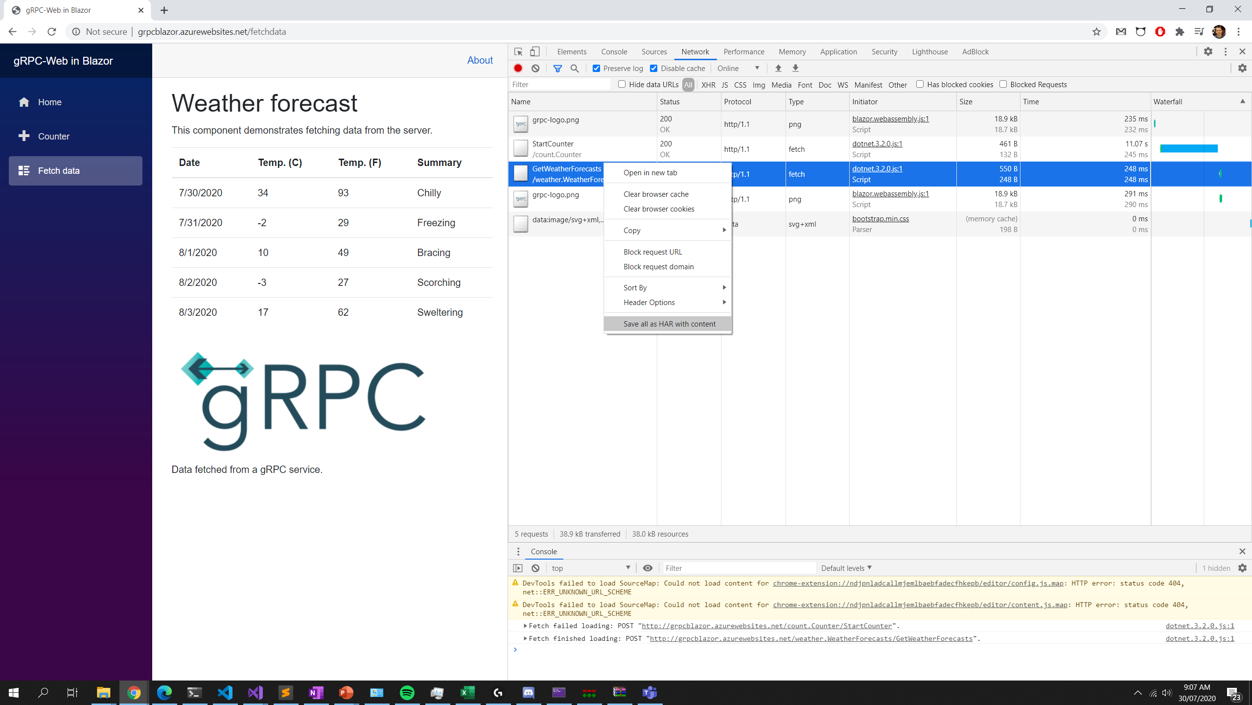 Issue with your Blazor Example for gRPC-Web · Issue #999 · grpc/grpc-dotnet · GitHub