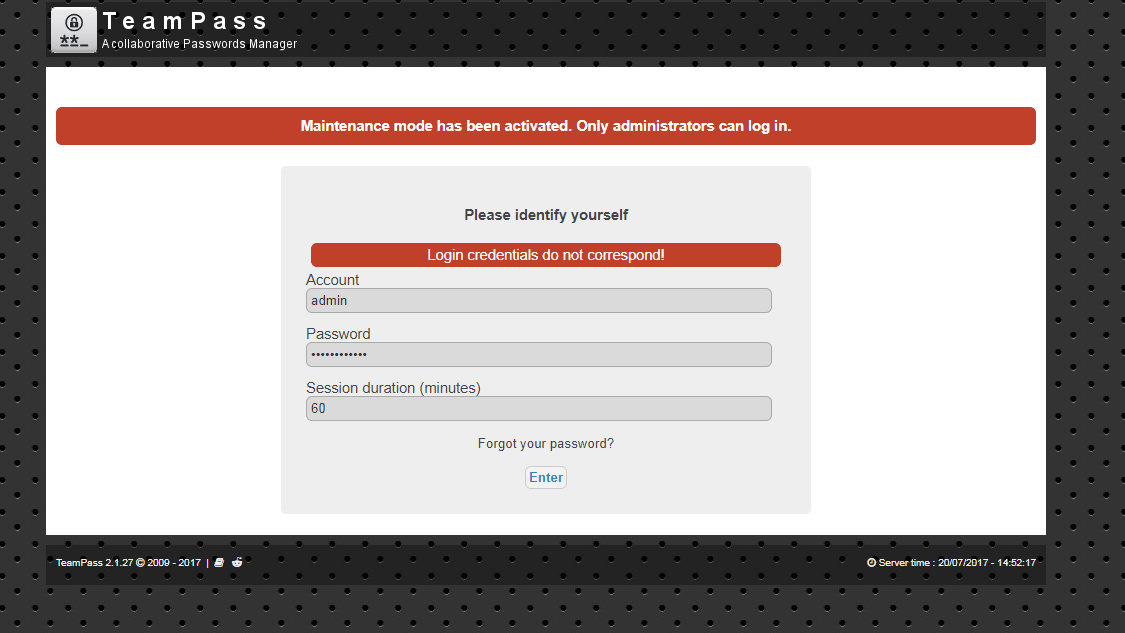 Login Credentials Do Not Correspond · Issue 1821 · Nilsteampassnet Teampass · Github