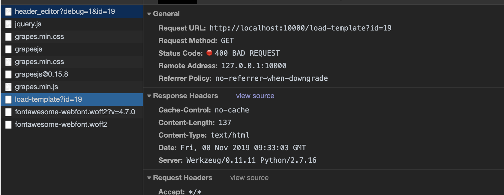 [QUESTIONS]urlLoad, keeping telling me 400 bad request · Issue #2391 · GrapesJS/grapesjs · GitHub