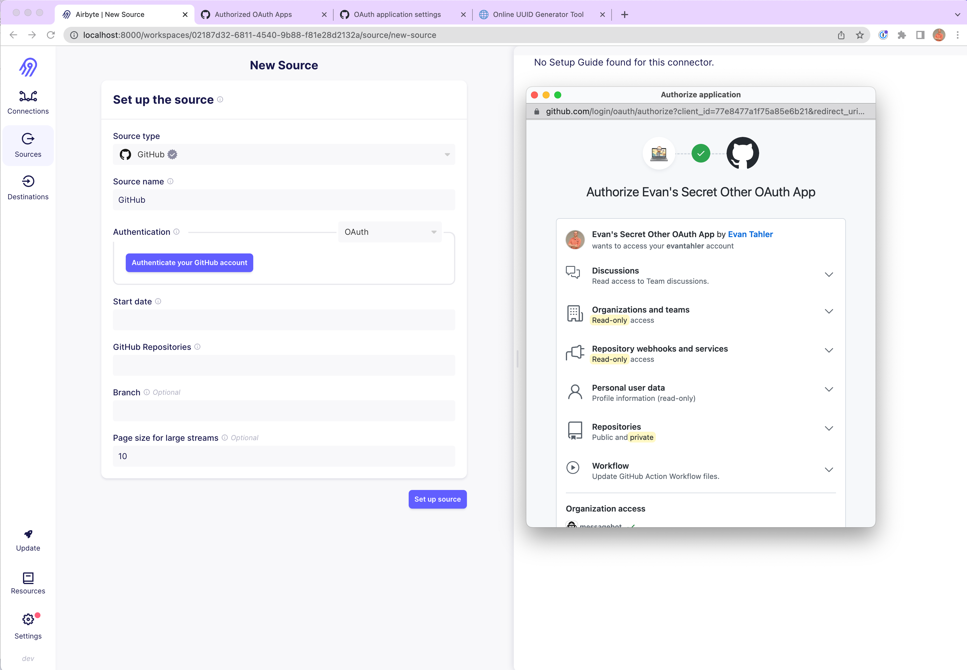 Confirm That The Airbyte Platform Can Have Per Workspace Overrides Of The Oauth App · Issue