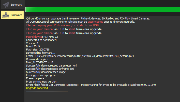 Unable To Upload V182 Via Qgroundcontrol · Issue 11148 · Px4px4 Autopilot · Github