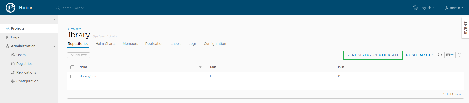 Download link REGISTRY CERTIFICATE in UI (api/systeminfo/getcert) return - No certificate found ...