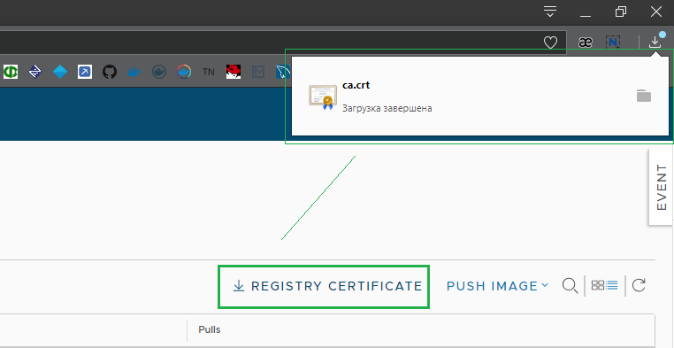 Download link REGISTRY CERTIFICATE in UI (api/systeminfo/getcert) return - No certificate found ...