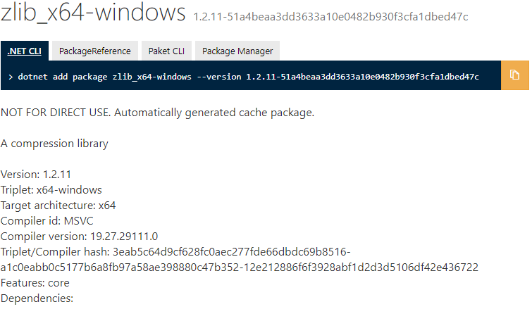 Binary Caching: when pushing a nuget package, the description should have more information ...