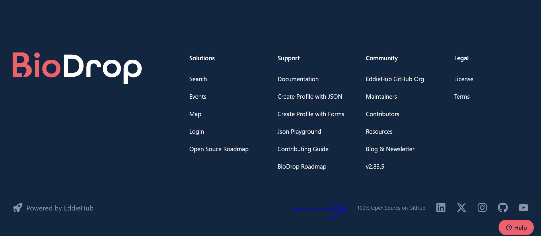 [Feature] Move Biodrop version from mid footer to bottom footer section. · Issue #9632 ...