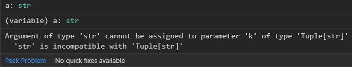 Error on tuples with one element as keys to a dictionary · Issue #567 · microsoft/pyright · GitHub