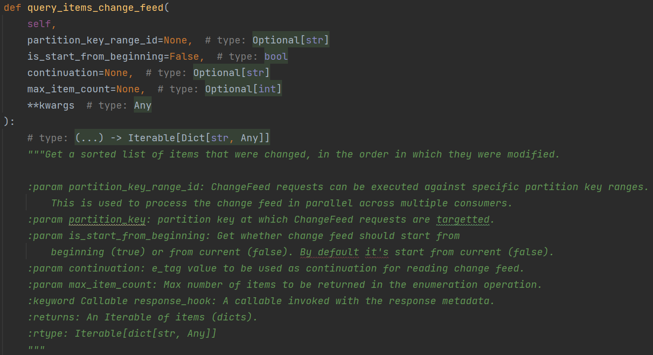 The startTime for query_items_change_feed() API seems to be missing in ...