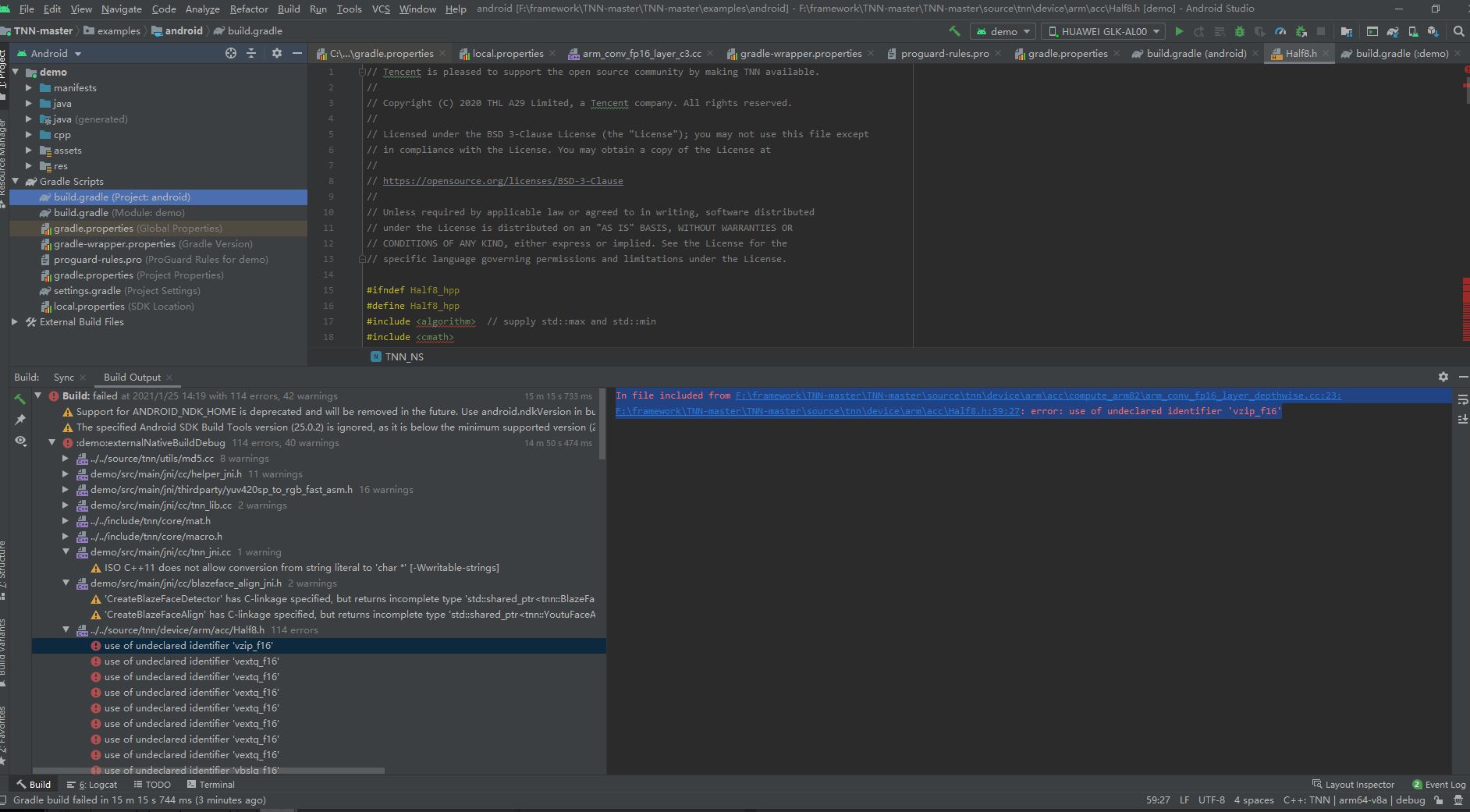 Android Studio编译失败 · Issue #765 · Tencent/TNN · GitHub