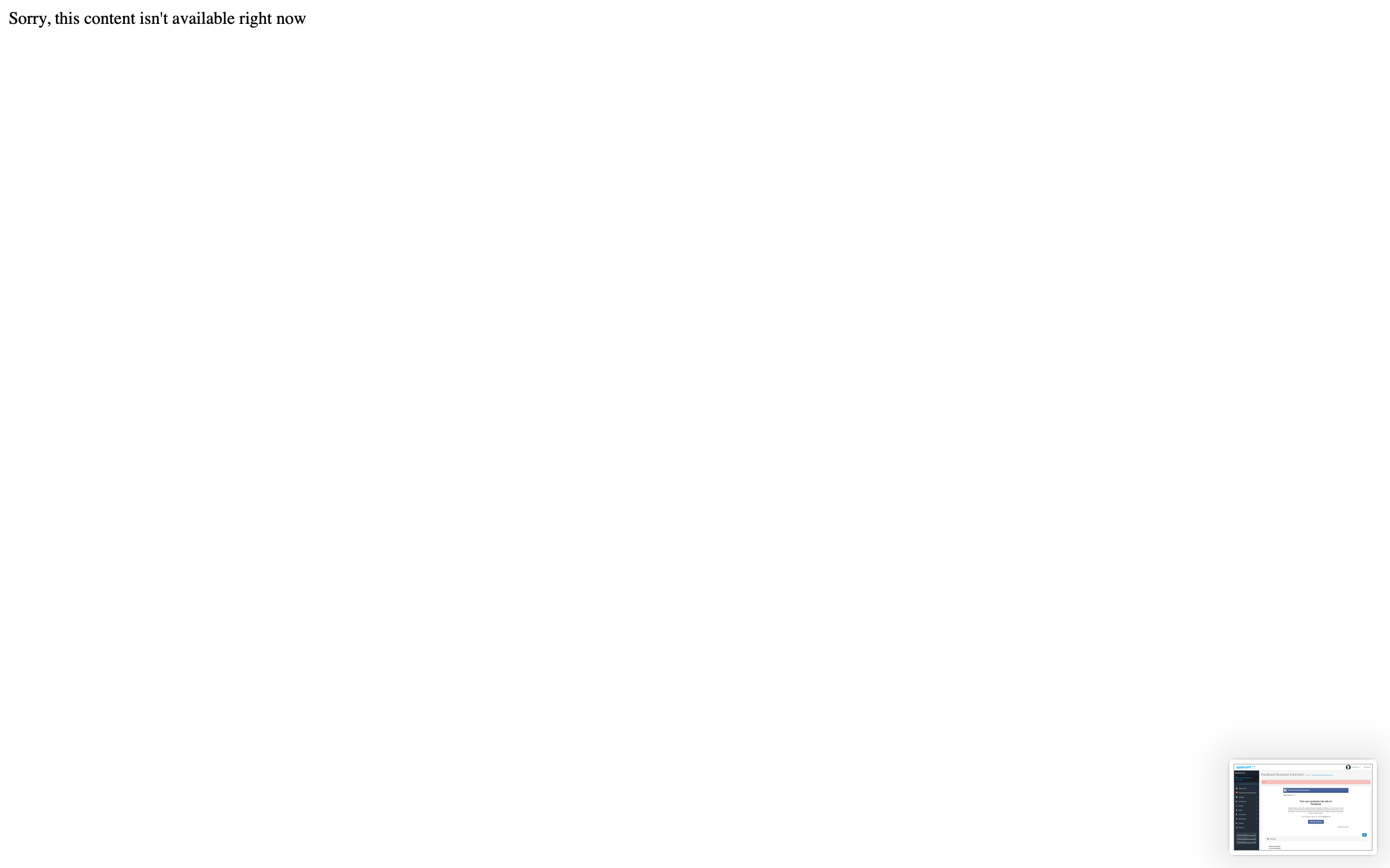 "Content isn't available right now" error · Issue #290 · facebookarchive/Facebook-For-OpenCart ...