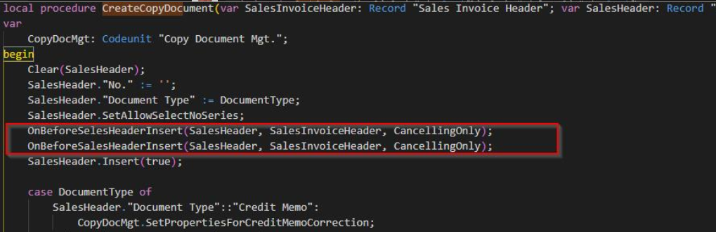 [Bug] Codeunit 1303 "Correct Posted Sales Invoice" - wrong publisher call deleted · Issue #7105 ...
