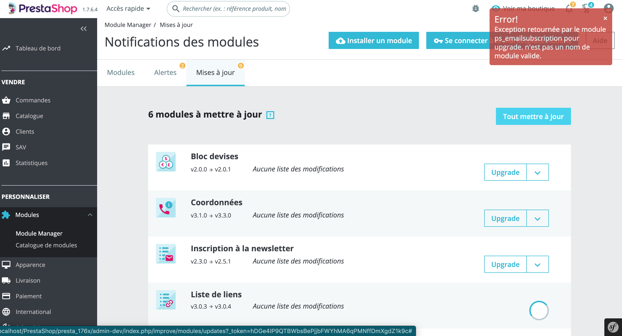 Error on update and hook a module · Issue #18431 · PrestaShop ...