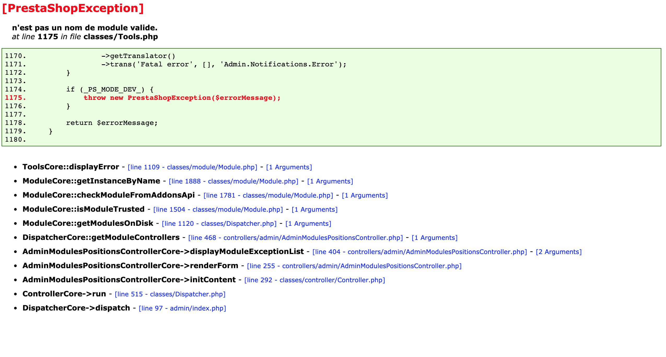 Error on update and hook a module · Issue #18431 · PrestaShop/PrestaShop · GitHub