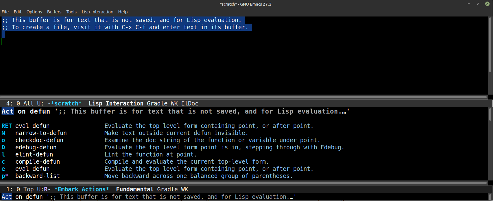 Can't show only minibuffer Commands, without window *Embark Actions* · Issue #360 · oantolin ...