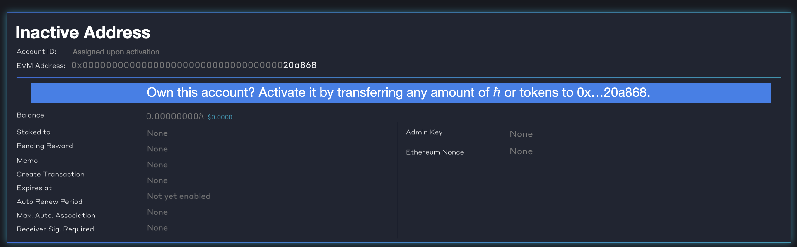 Inactive Address | All EVM Combinations · Issue #536 · hiero-ledger/hiero-mirror-node-explorer ...