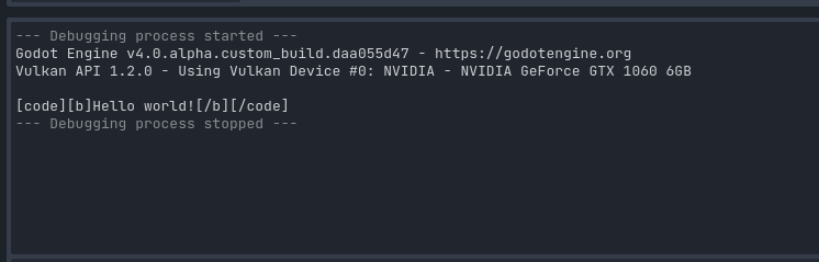 `print_rich` not working · Issue #62560 · godotengine/godot · GitHub