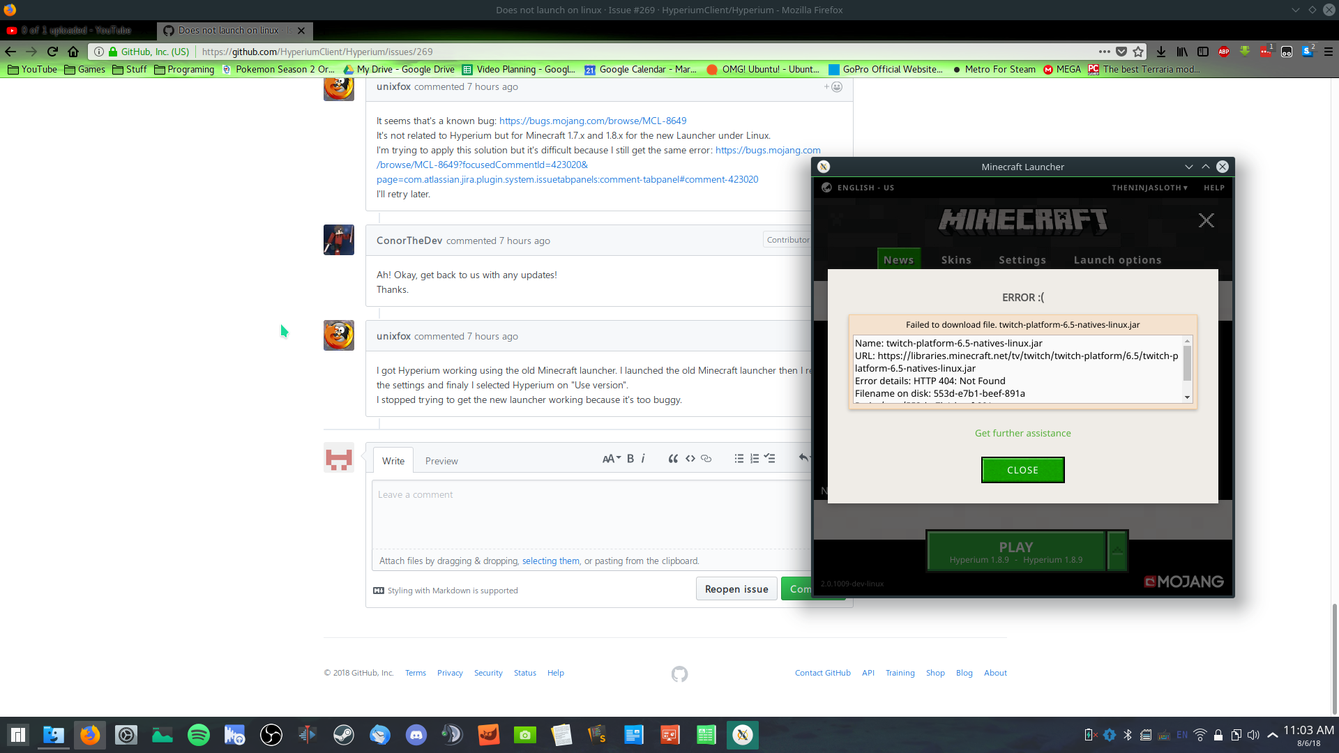 Does not launch on linux · Issue #269 · HyperiumClient/Hyperium · GitHub
