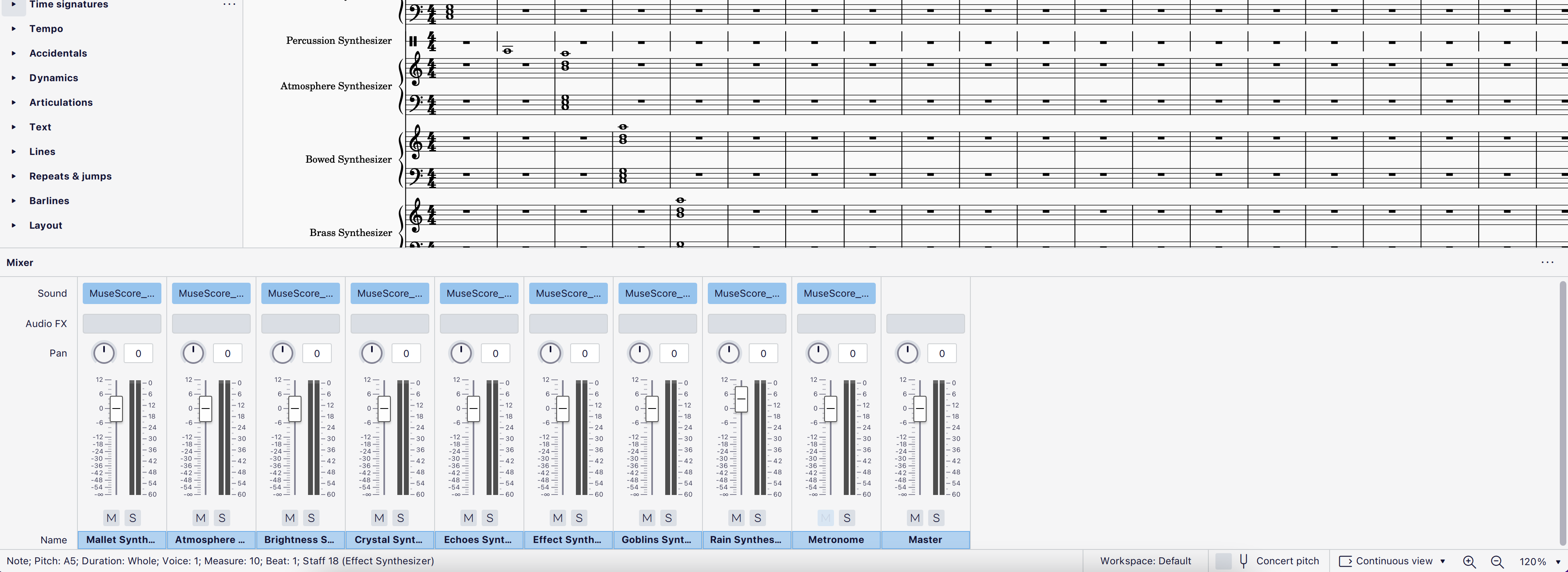 [MU4 Issue] Synthesizers - Mixer - Not all synth instruments appear in Mixer · Issue #11368 ...