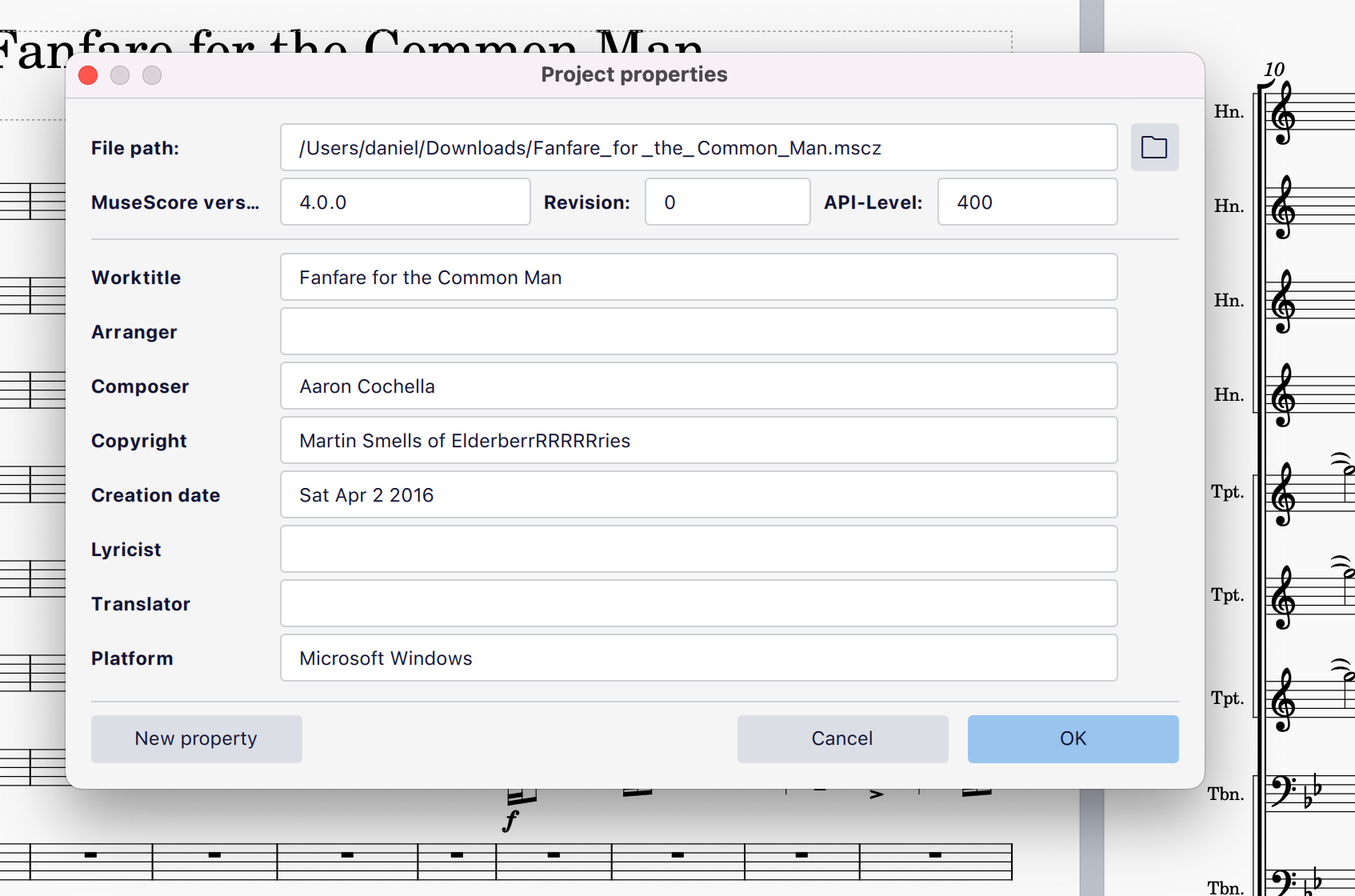 [MU4 Issue] Project Properties - File path should not be modifiable · Issue #11429 · musescore ...