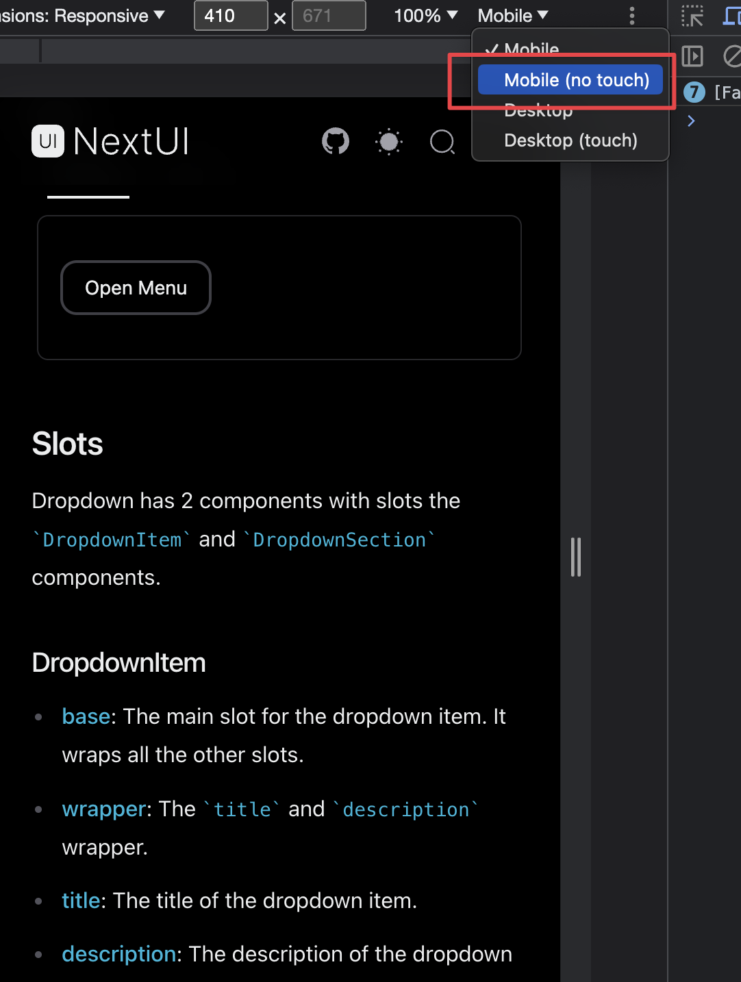 Bug Dropdown Backdrop Error In Mobile Mode · Issue 1266 · Nextui Orgnextui · Github