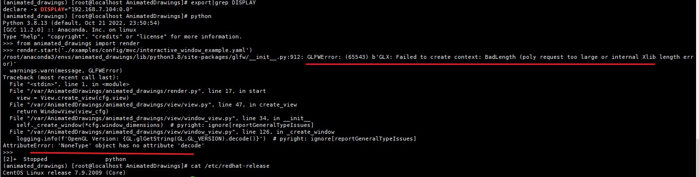 CentOS 7 AttributeError: GLFWError: (65543) b'GLX: Failed to create context: Badlength' · Issue ...