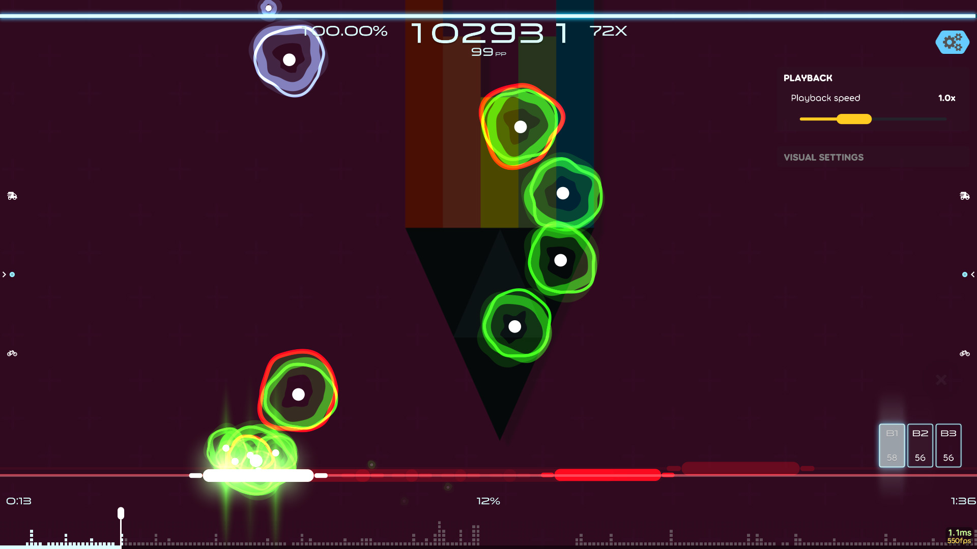 Combo counter should be directly above the catcher in non-legacy skins ...