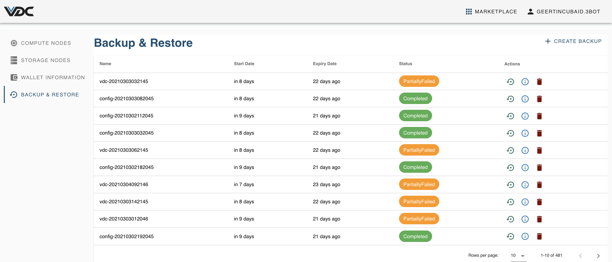 Optimize layout of eVDC Back-up and Restore · Issue #2752 · threefoldtech/js-sdk · GitHub