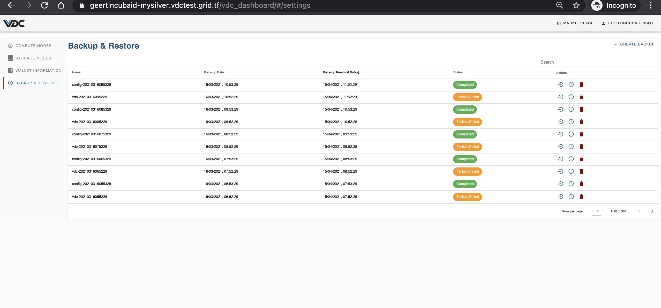Optimize layout of eVDC Back-up and Restore · Issue #2752 · threefoldtech/js-sdk · GitHub