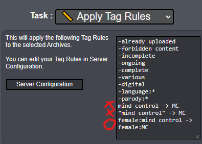 [Bug] Apply Tag Rules does not working properly with sad panda tags ...