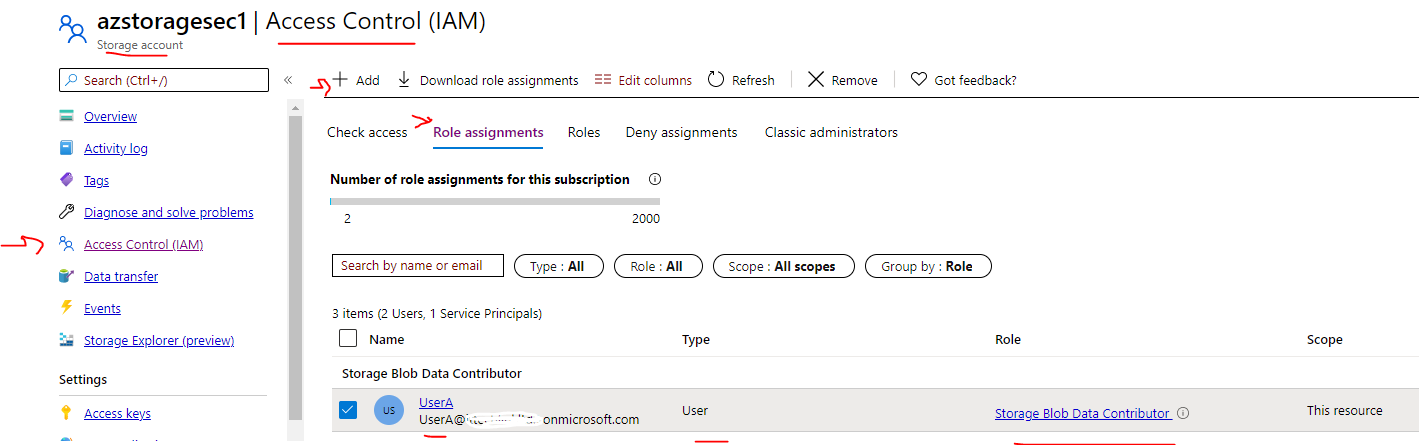 Authentication method: Access key (Switch to Azure AD User Account) not working properly · Issue ...