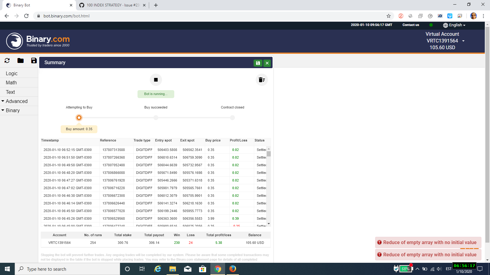 Reduce Of Empty Array With No Initial Value · Issue 2313 · Binary Combinary Bot · Github