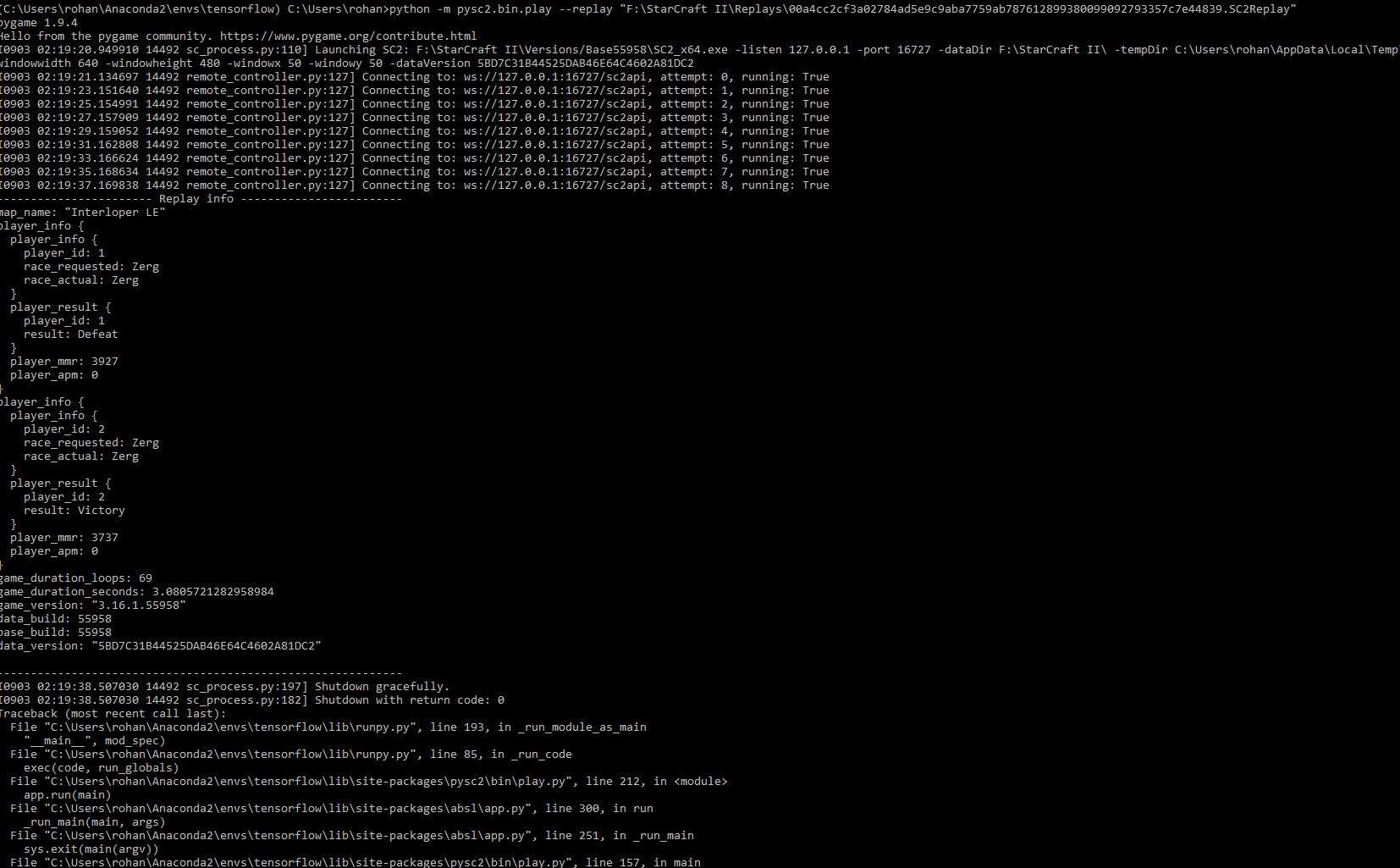 Replay Error when attempting to replay files. · Issue #227 · google-deepmind/pysc2 · GitHub