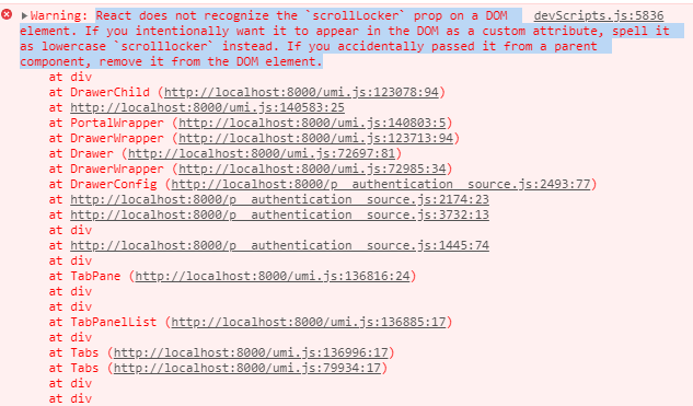 🐛[BUG] React does not recognize the `scrollLocker` prop on a DOM element. If you intentionally ...