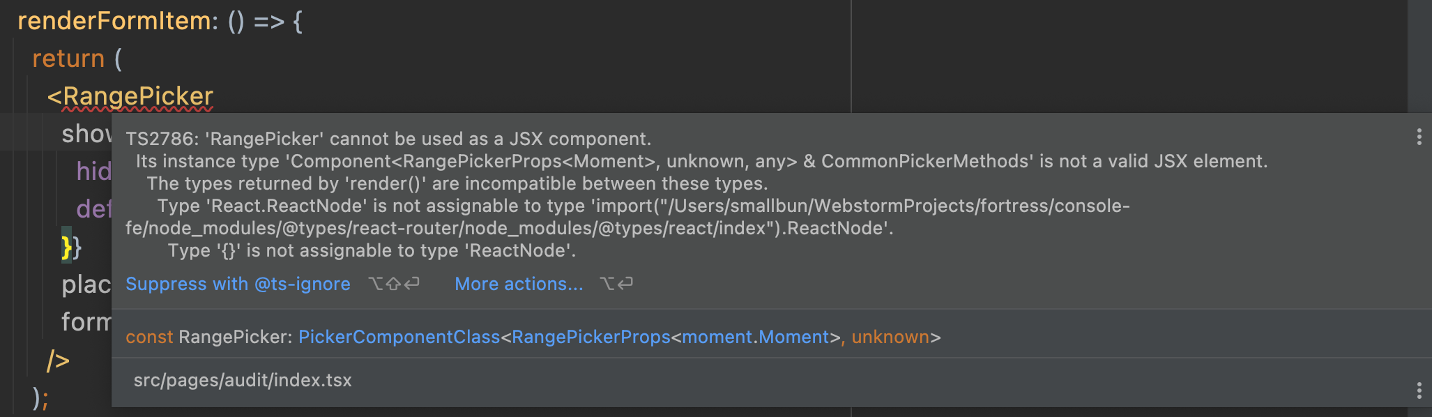 🐛[BUG] 'RangePicker' cannot be used as a JSX component. · Issue #5053 · ant-design/pro ...