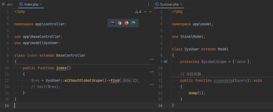 withoutGlobalScope关闭全局范围查询 依然会执行$globalScope定义的查询范围 · Issue #443 · top-think/think-orm · GitHub
