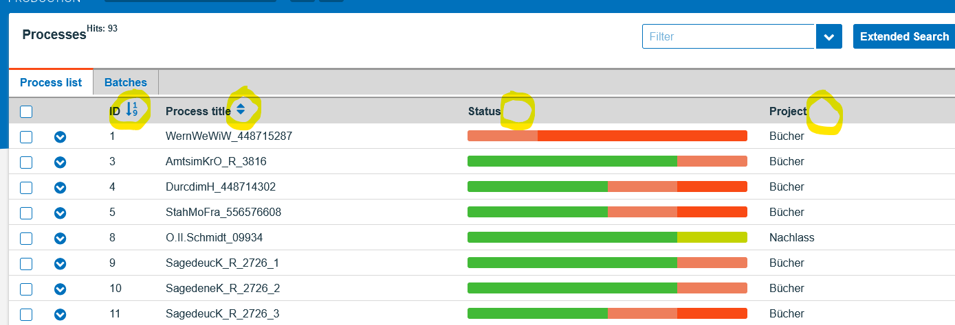 Processes cannot be sorted by all columns · Issue #5001 · kitodo/kitodo-production · GitHub
