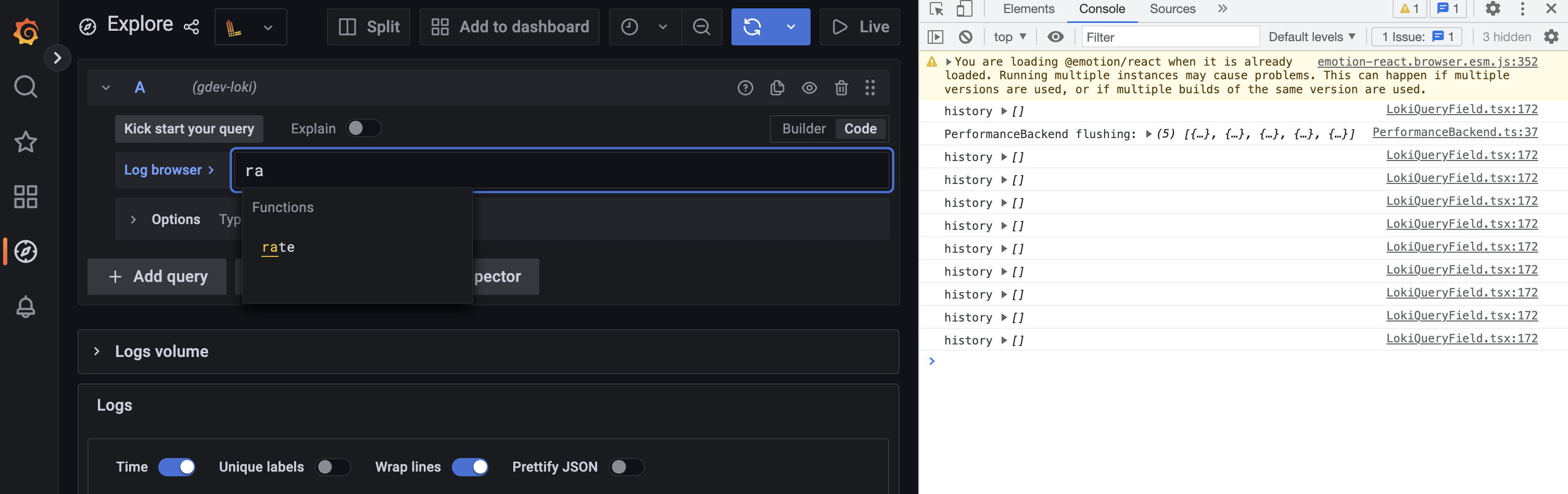 Loki History Autocomplete In Query Field Does Not Work · Issue 56465 · Grafana Grafana · Github