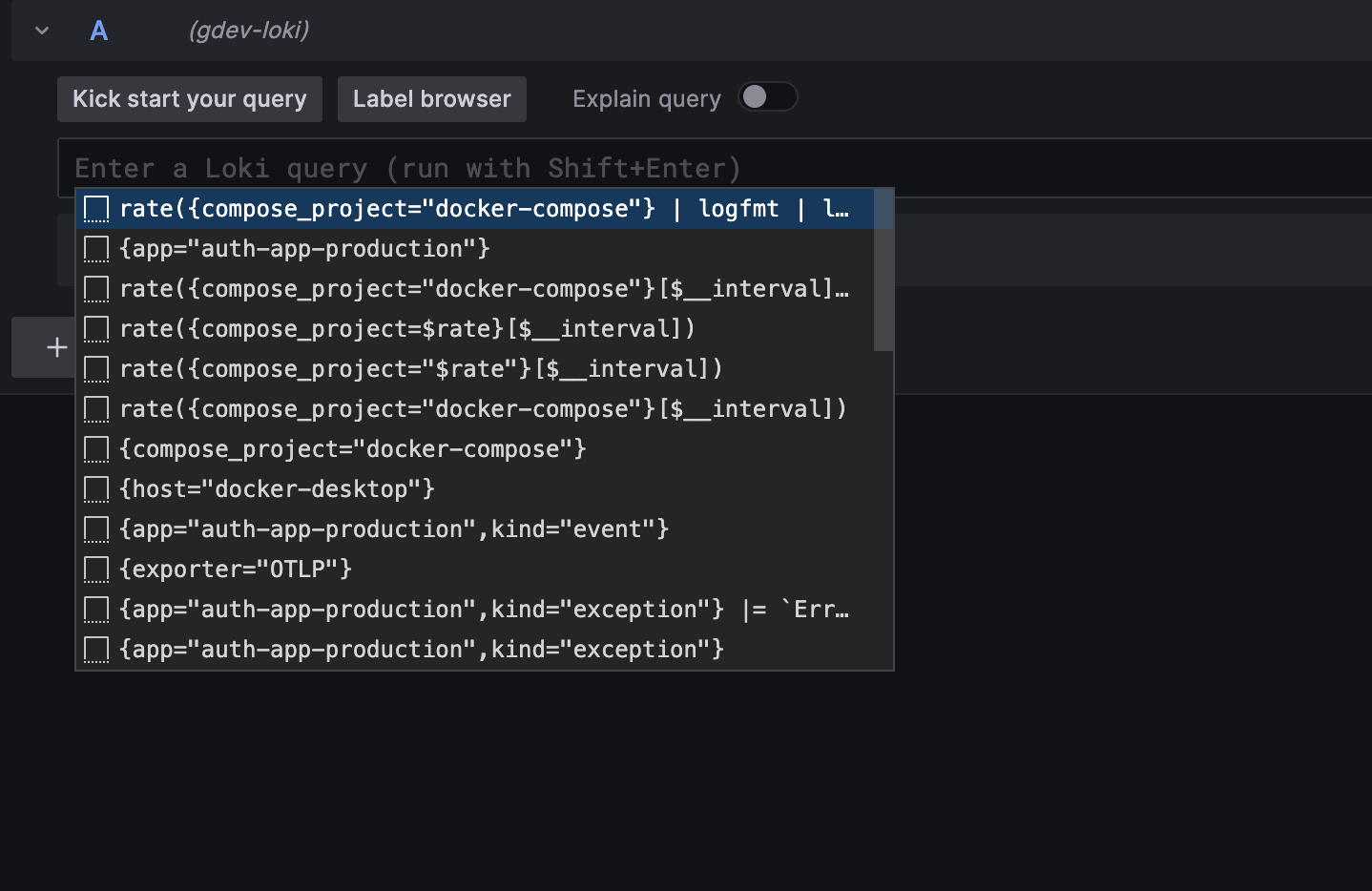 Loki Monaco Autocomplete Window Should Be Larger To See Full Queries In History Items · Issue