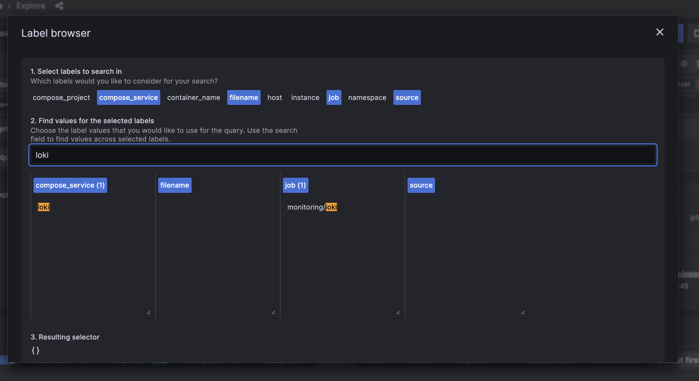 Loki: Ability to search for value in label browser without needing to pre-select labels to ...