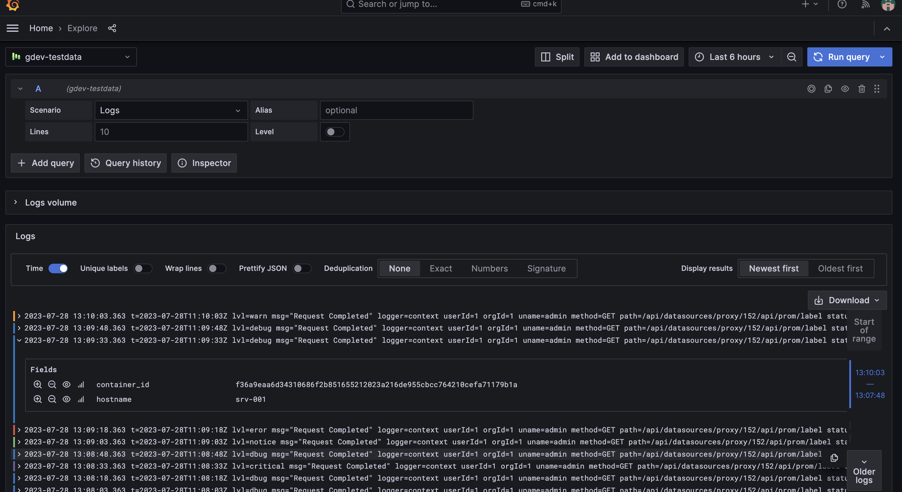 Logs: Filter for/out interactions are showed even if data source does not support it · Issue ...