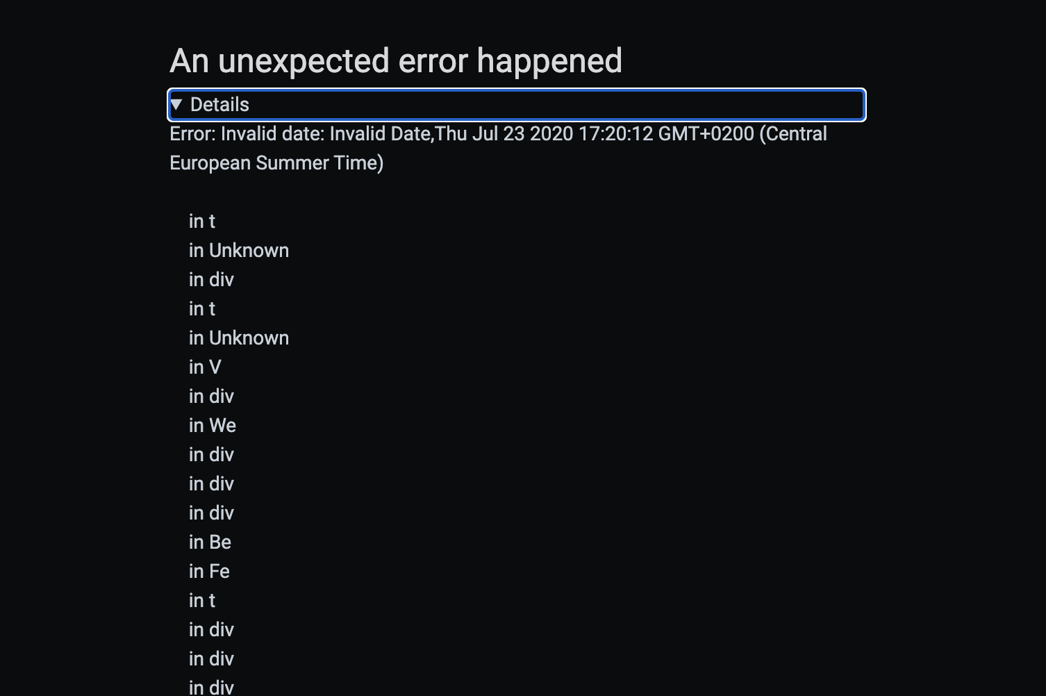 Time Range Dialog Throws Error Invalid Date Invalid Date When