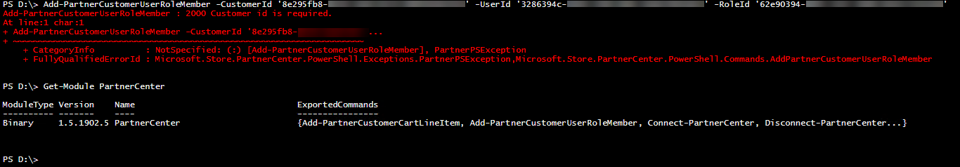 Add Partnercustomeruserrolemember Doesnt Work · Issue 90 · Microsoftpartner Center Powershell 