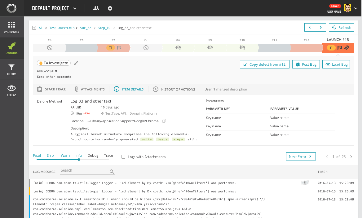 Possibility to report test items with code reference (location in code ...