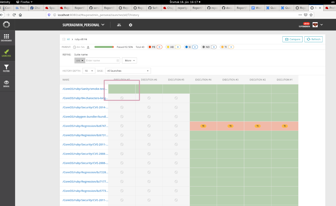 History of test cases not displayed fully - v5.2 · Issue #1025 ...