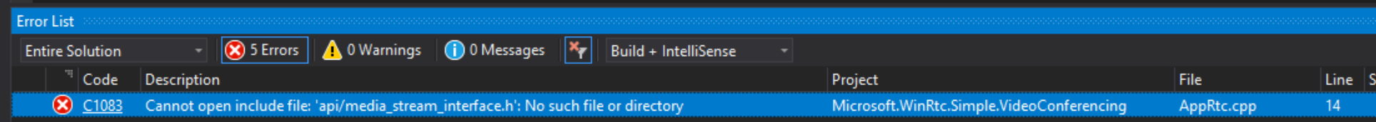 Not able to compile MyFirstWinRtc solution · Issue #33 · microsoft/winrtc · GitHub